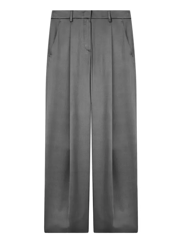 Giorgio Armani Double Silk Satin Trousers - Grey