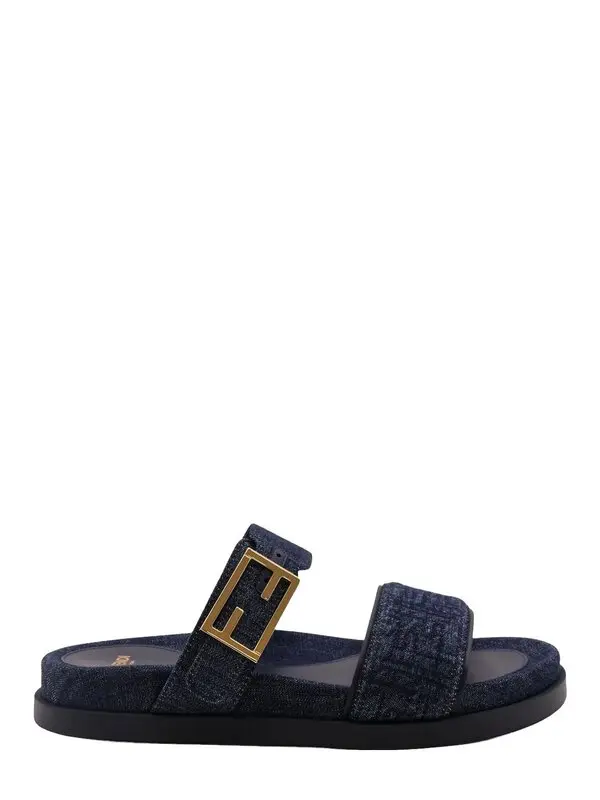 Fendi Slides With Strap Detail - Blue