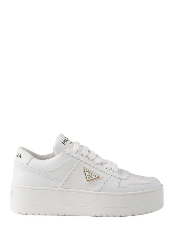 Prada Downtown Bold Leather Sneakers - Bianco
