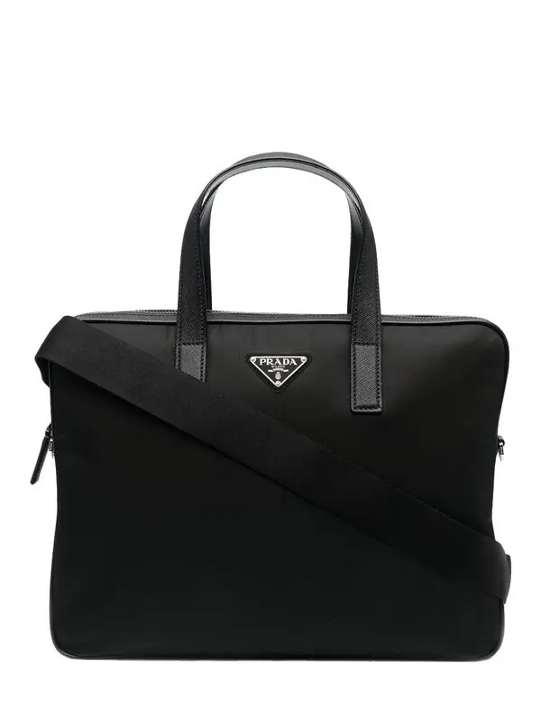 Prada Re-nylon And Leather Briefcase - Nero