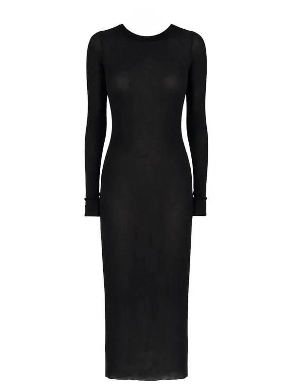 Rick Owens Long-sleeved Midi Dress - Black