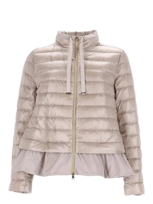 Herno Down Jacket With Ruffles - Ivory