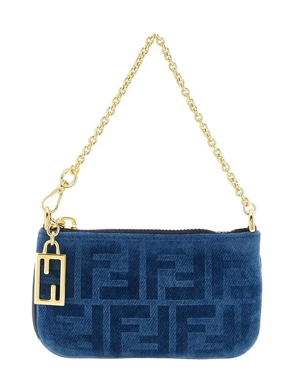 Fendi Ff Mini Denim Pouch - Blue