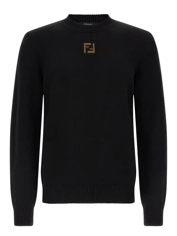 Fendi Ff Velvet Micro Sweater - Black