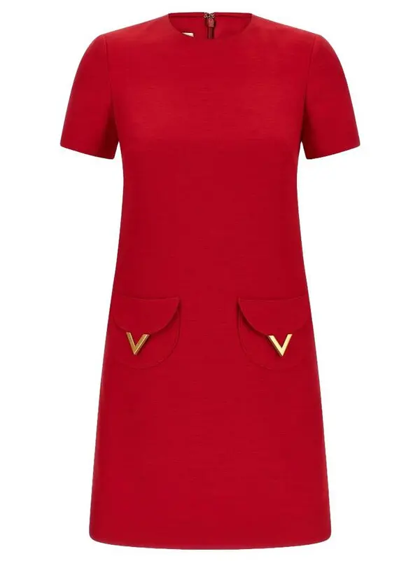 Valentino Garavani Vlogo Signature Wool And Silk Dress - Red