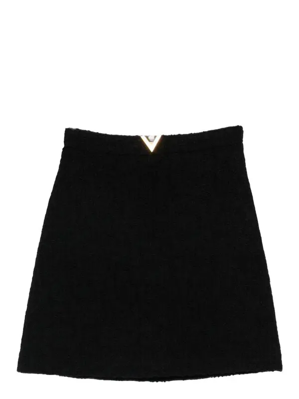 Valentino Garavani V Logo Signature Wool Skirt - Black