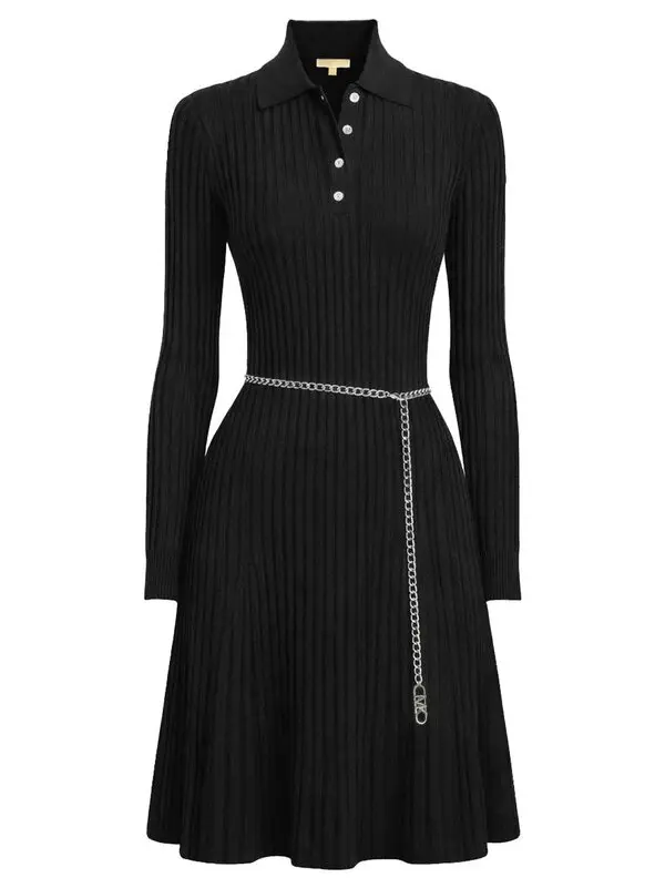 Michael Kors Polo Shirt Dress With Belt - Black