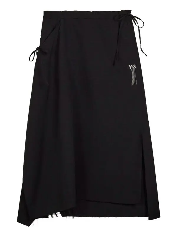 Y3 Uniform Raw Midi Skirt - Black