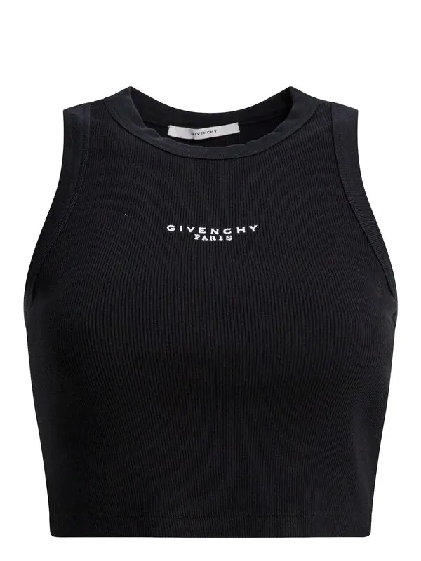 Givenchy Logo Cropped Tank Top - Black