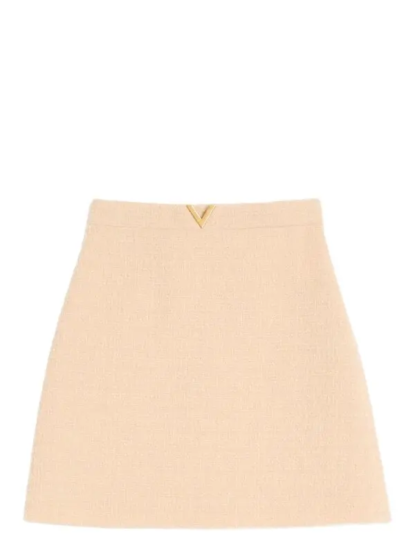 Valentino Garavani V Logo Signature Wool Skirt - Beige