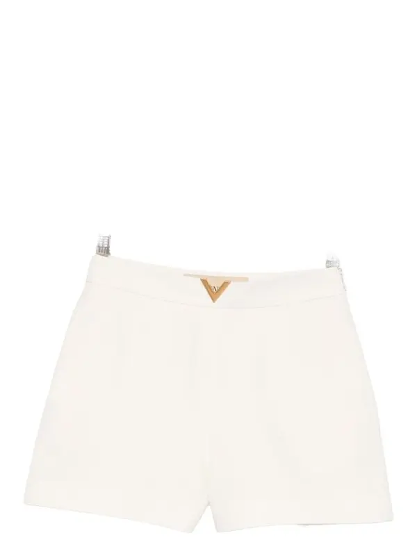 Valentino Garavani V Logo Wool And Silk Shorts - Ivory