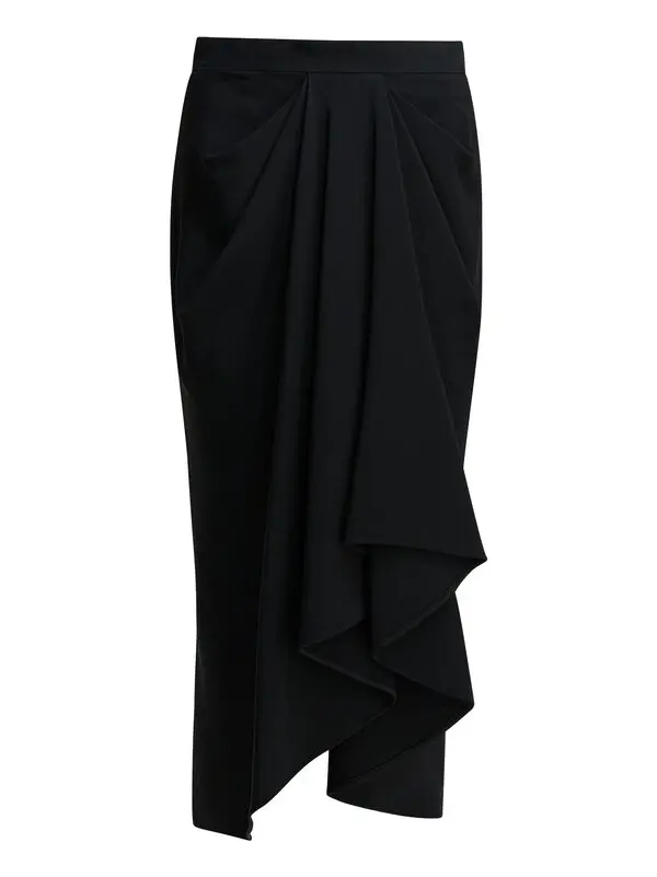 Givenchy Draped Crepe Cady Midi Skirt - Black