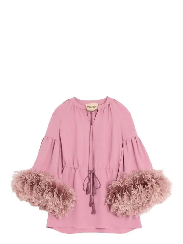 Valentino Garavani Feathered Silk Blouse - Pink