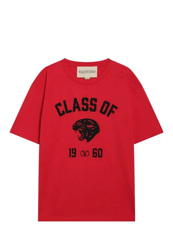Valentino Garavani T Shirt With Panther Print - Red