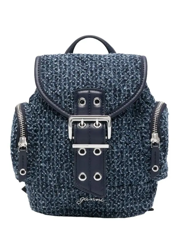 GANNI Bucky Denim Backpack - Blue
