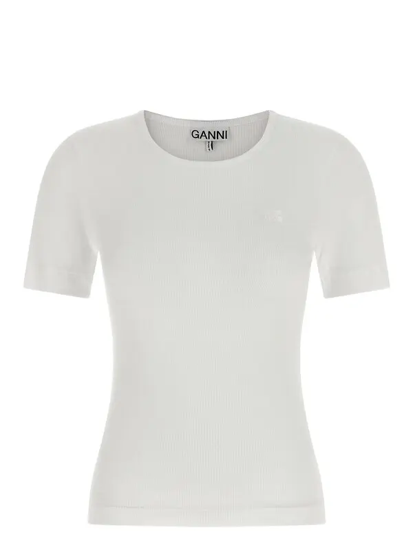 GANNI Logo Embroidery T-shirt - White