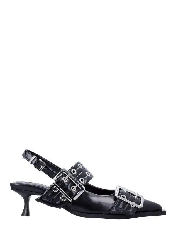GANNI Heeled Slingback Shoes - Black