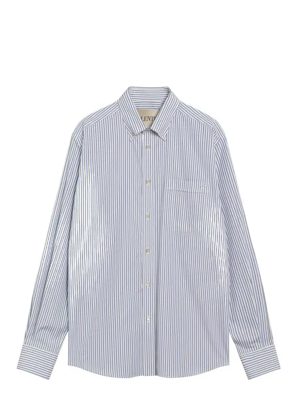 Valentino Garavani Ivory Shirt With And Blue Stripes - Light Blue