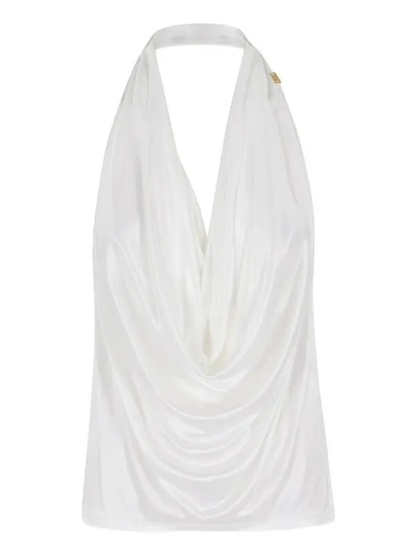 Elisabetta Franchi Jersey Halterneck Top - Ivory