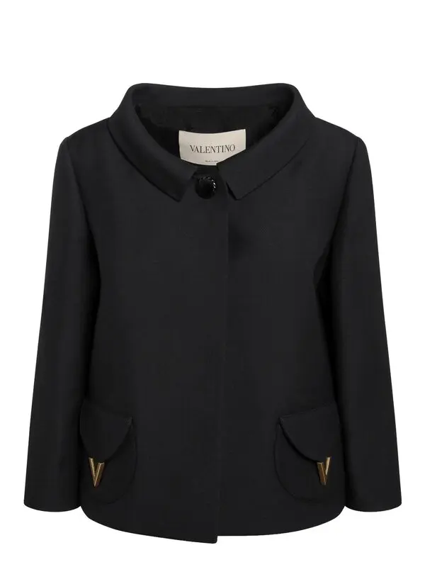 Valentino Garavani Wool And Silk Jacket - Black