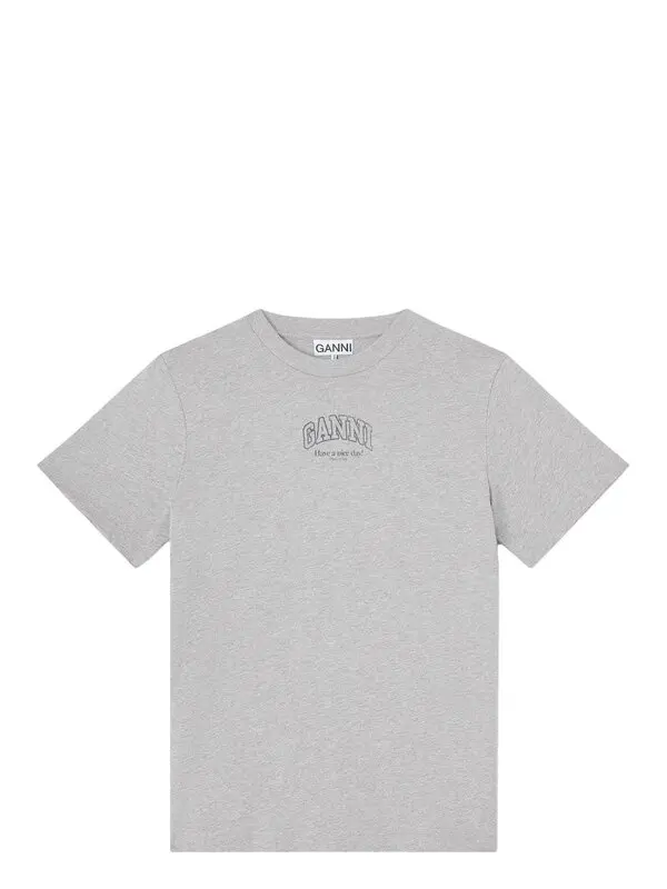 GANNI Relaxed Fit Logo T-shirt - Grey