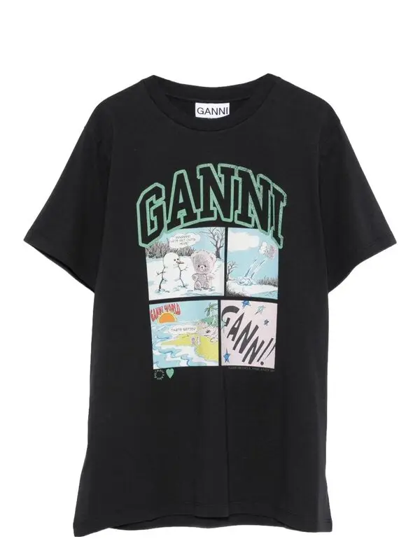 GANNI Organic Cotton T-shirt - Black