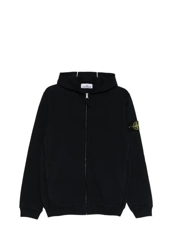Stone Island Cotton Logo Hoodie - Blue