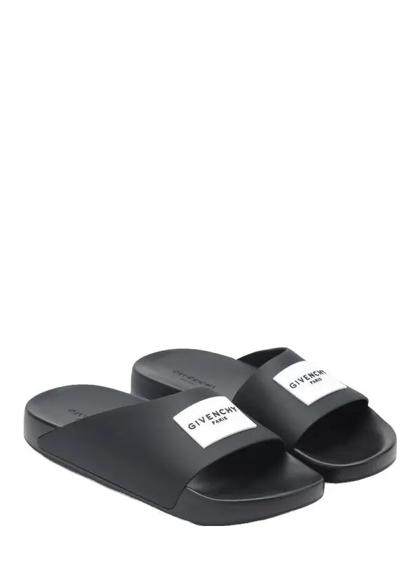 Givenchy Label Flat Mules - Black