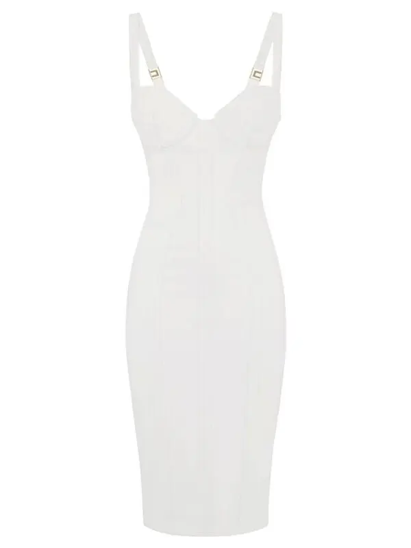 Elisabetta Franchi Dress With Raw Cut Fabric - Ivory