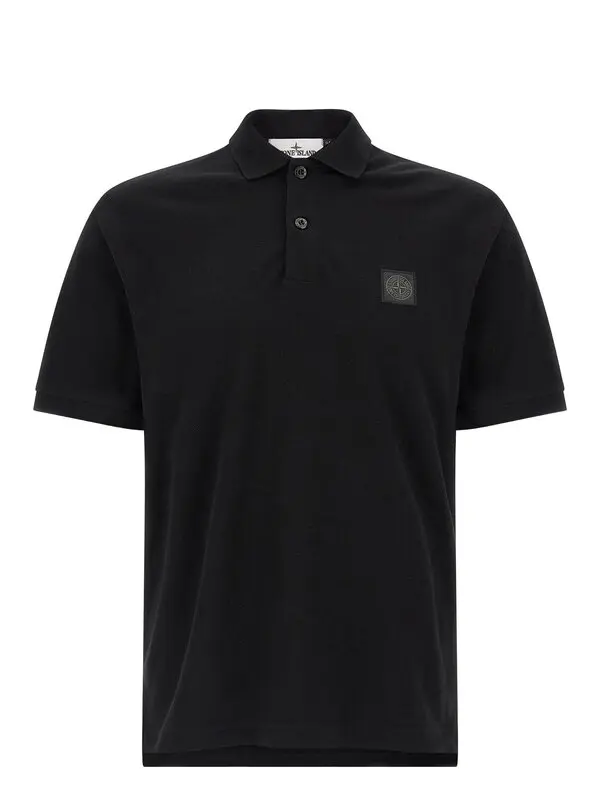 Stone Island Compass' Logo Polo Shirt - Black
