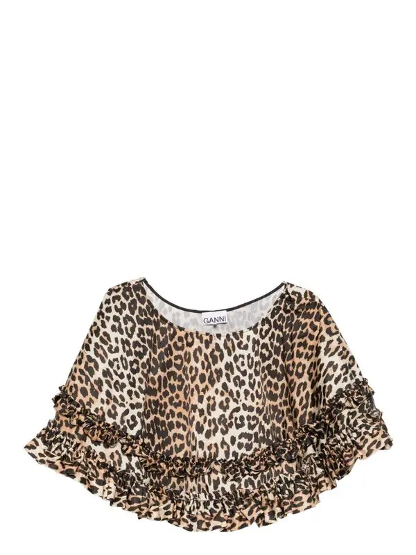 GANNI Printed Mini Skirt - Brown