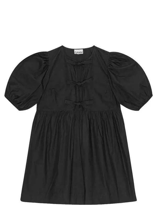 GANNI Short Cotton Dress - Black