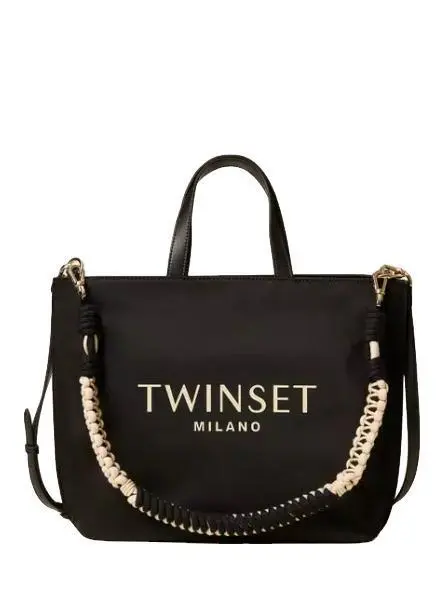 Twin-set Shopper Bag With Logo - Black