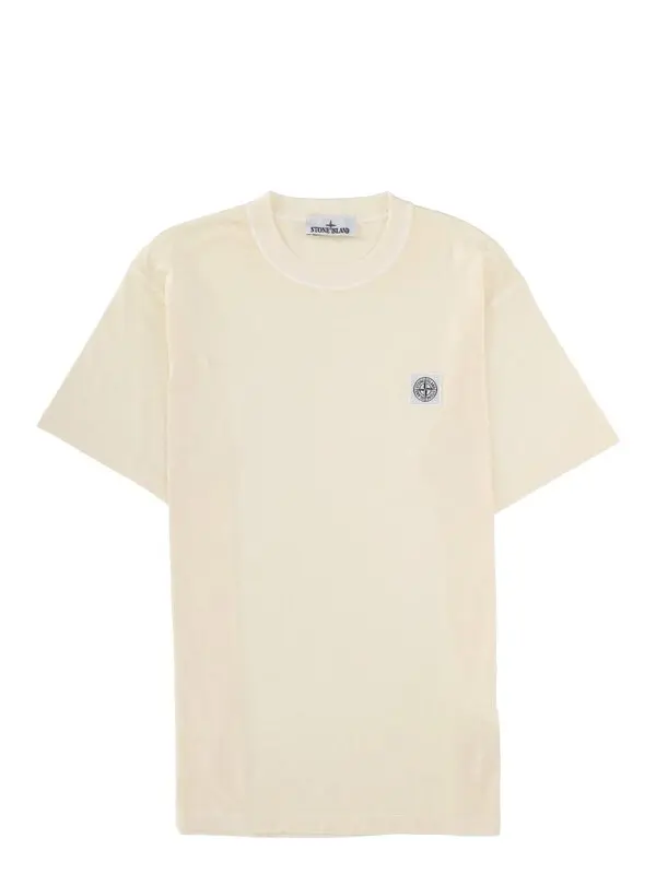 Stone Island T Shirt With Logo Patch - Ivory
