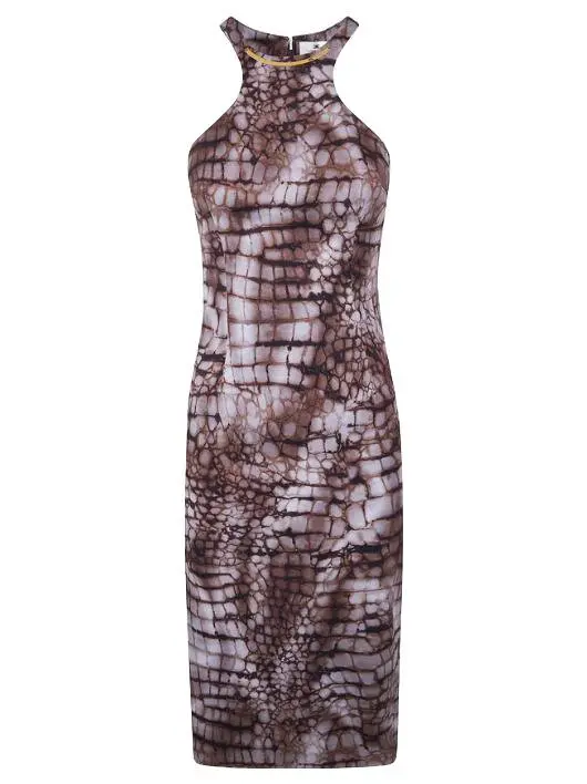 Elisabetta Franchi Animal Print Midi Dress - Brown