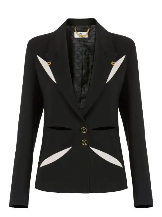 Elisabetta Franchi Two-tone Cut-out Jacket - Nero/burro