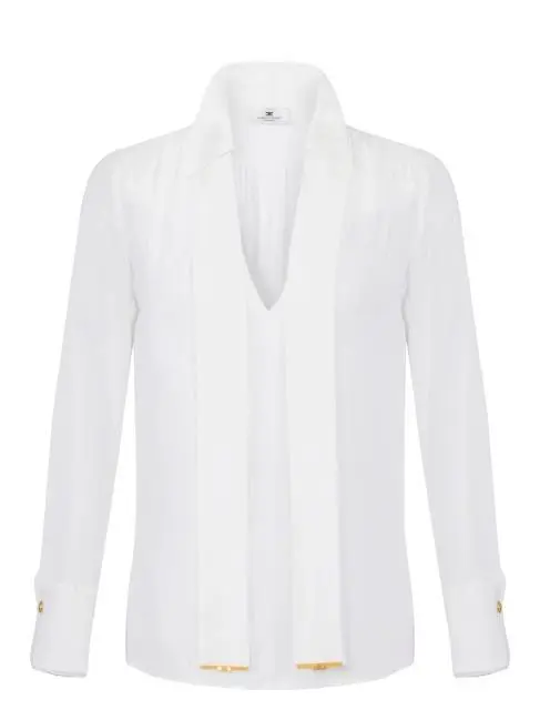 Elisabetta Franchi Georgette Shirt With Sash - Ivory