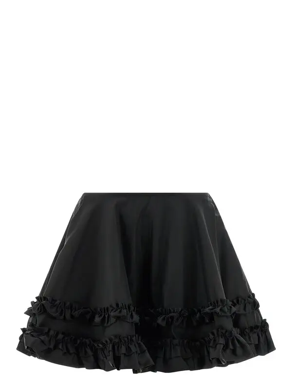 GANNI Duchesse Nylon Mini Frill Skirt - Black
