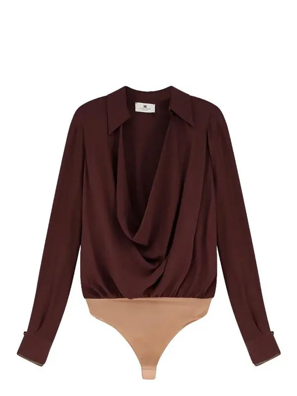 Elisabetta Franchi Viscose Georgette Bodysuit - Brown
