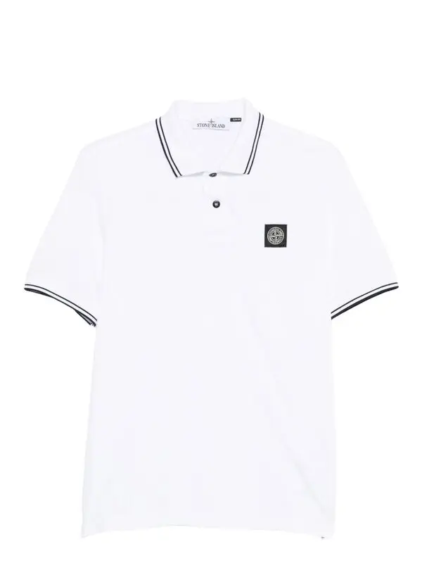Stone Island Logo Cotton Polo Shirt - White