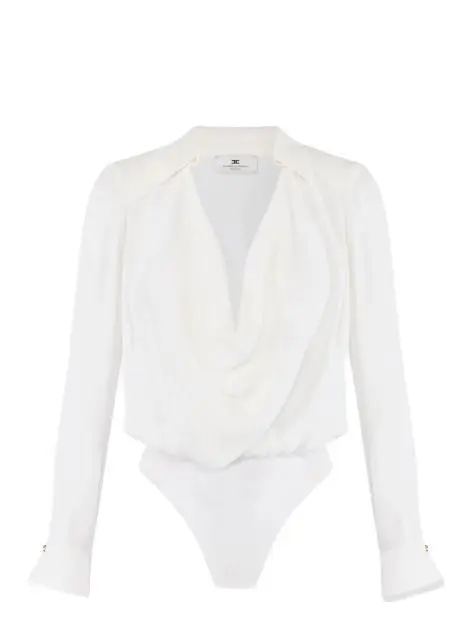 Elisabetta Franchi Viscose Georgette Bodysuit - Ivory