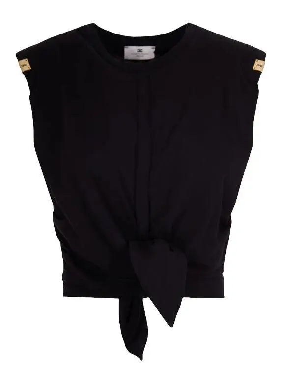 Elisabetta Franchi Jersey Knot T-shirt - Black