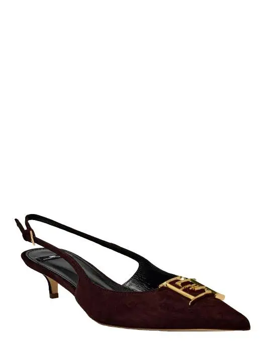 Elisabetta Franchi Suede Slingbacks - Brown