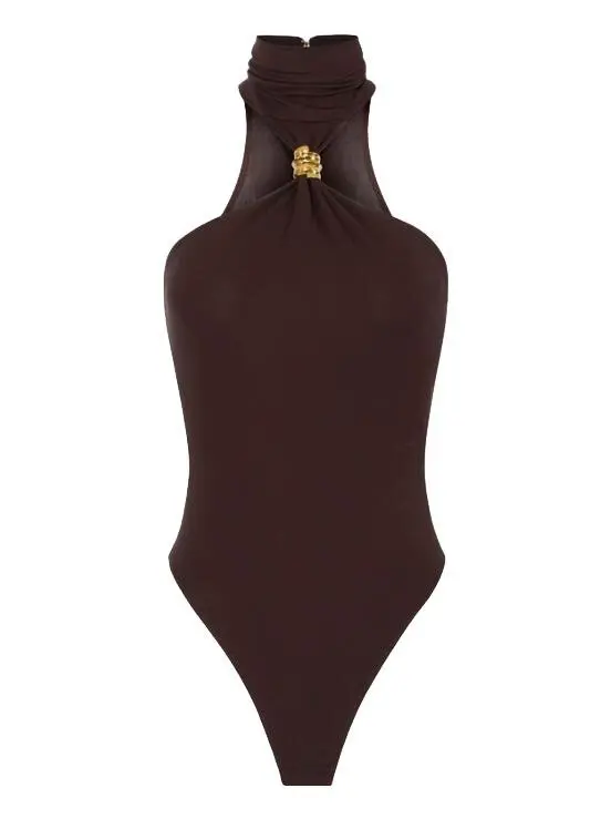 Elisabetta Franchi Bodysuit With Jewel Detail - Cioccolato