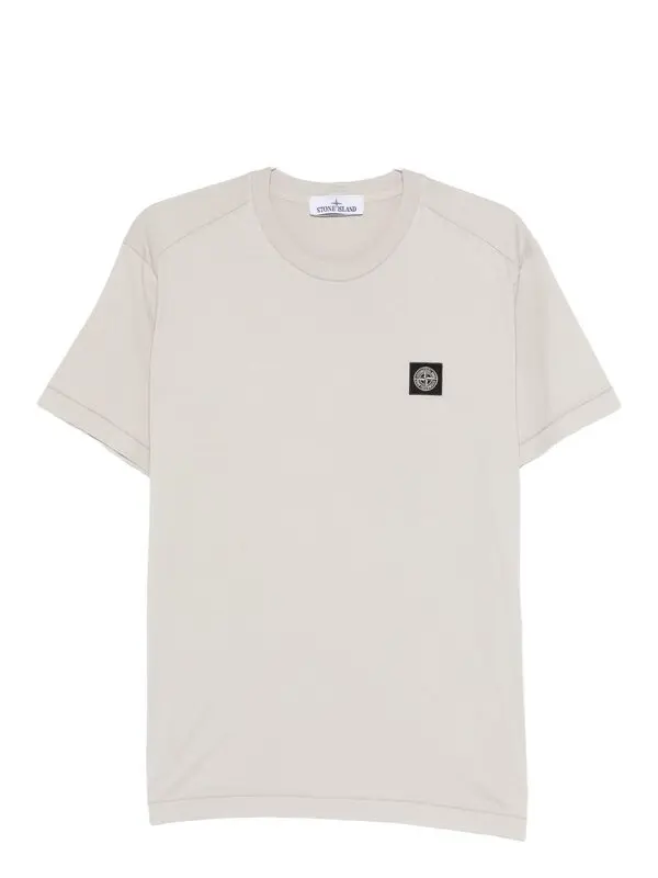 Stone Island Logo Cotton T Shirt - Grey