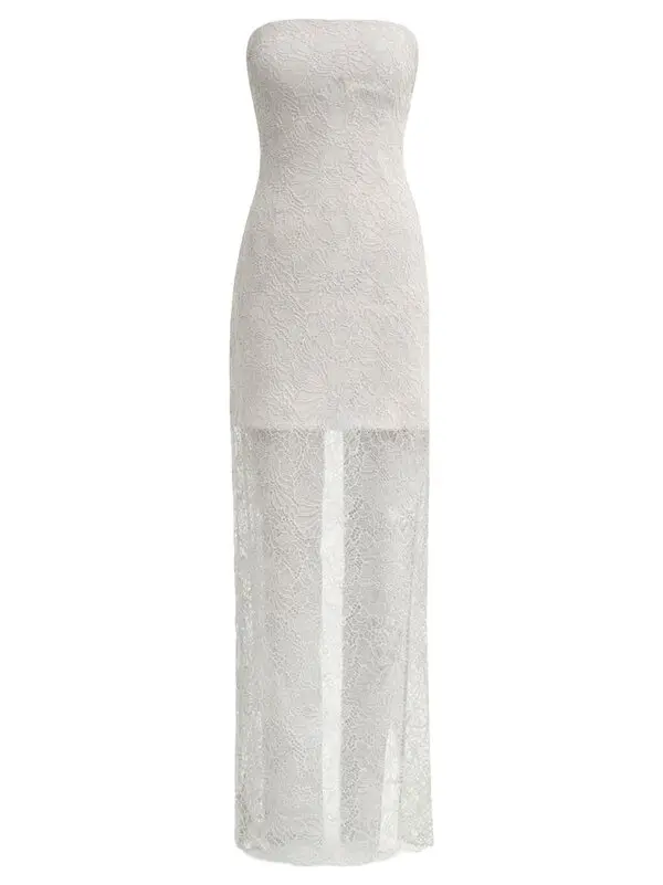 ROTATE BY BIRGER CHRISTENSEN Long Lace Dress - Grey