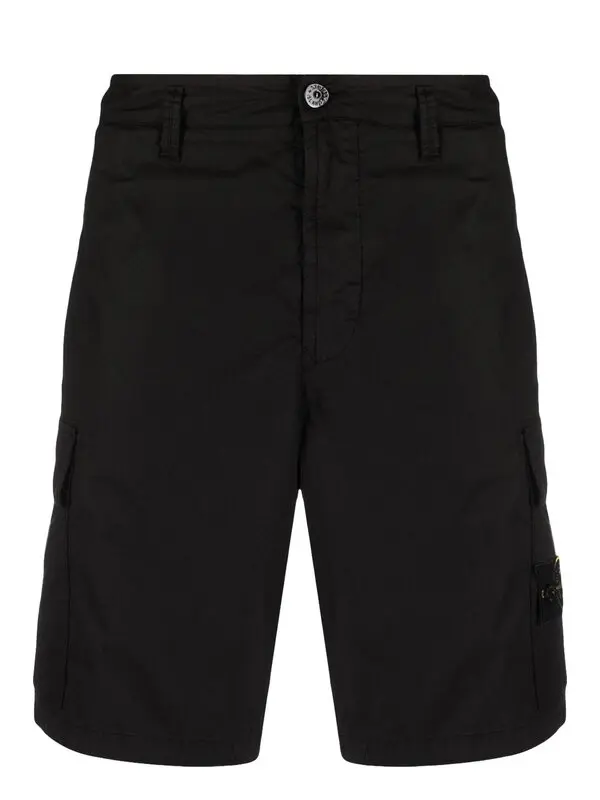 Stone Island Cotton Cargo Trousers - Black
