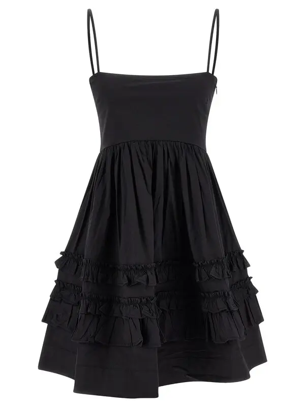GANNI Mini Frill Dress - Black