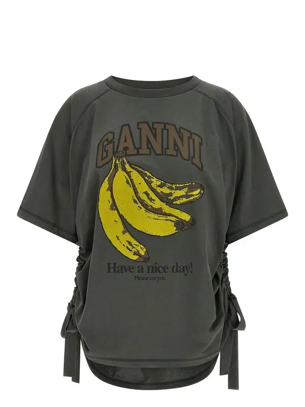 GANNI Graphic Print T-shirt - Gray