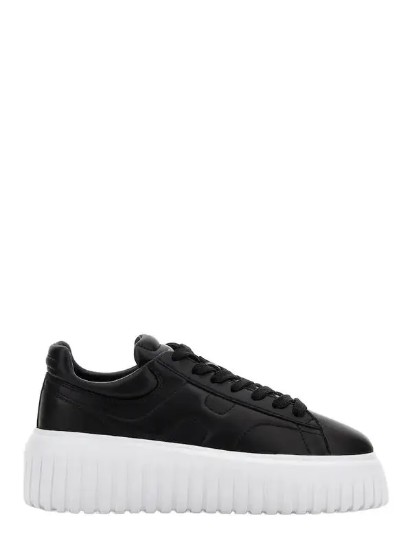 Hogan H Stripes Nappa Leather Sneakers - Black